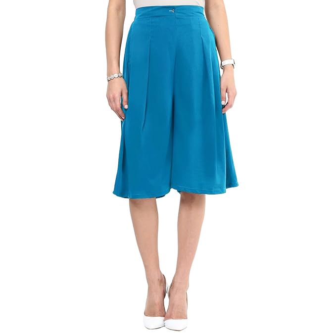 Buy Uptownie Lite Women's Knee Length Solid Culottes (Blue, Extra Large ...