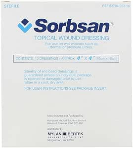 Amazon.com: Sorbsan Calcium Alginate Dressing (4"x4") (Box of 10 ...