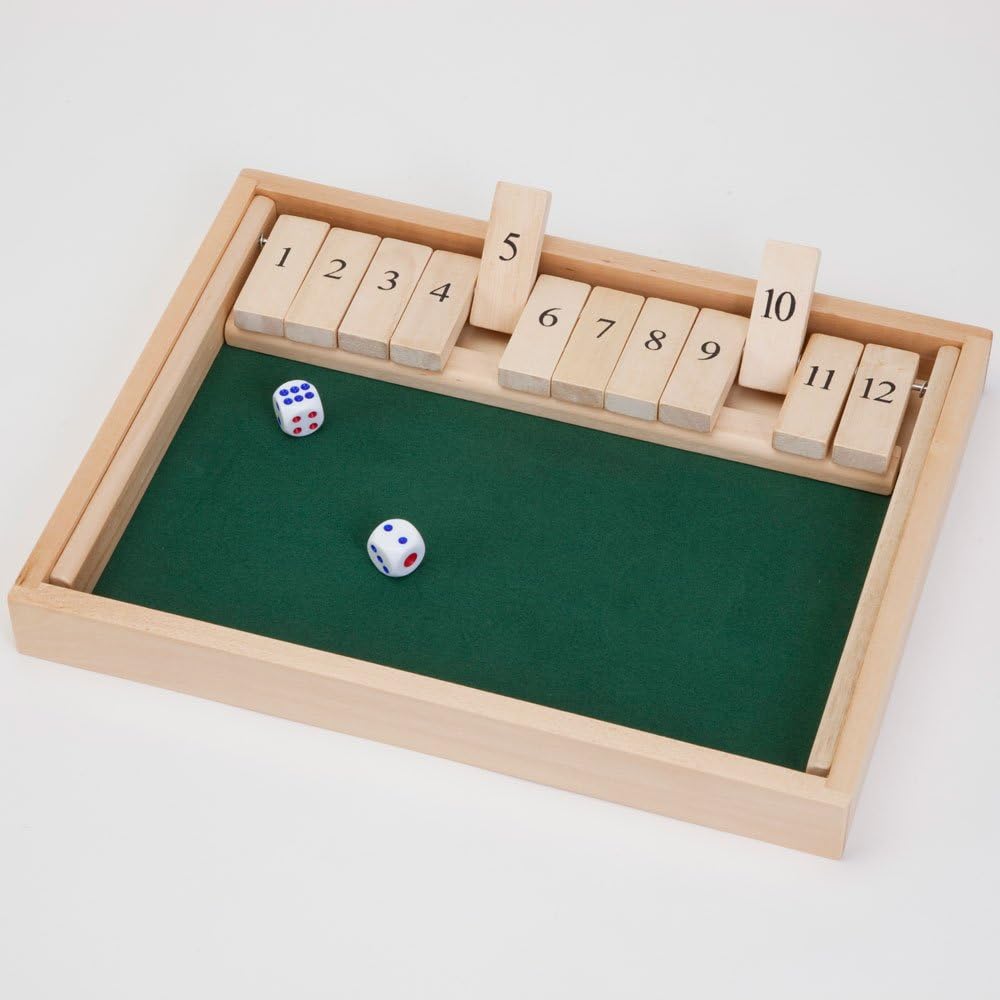 Bits and Pieces – Wooden Shut the Box 12 Dice Game Board – Classic ...