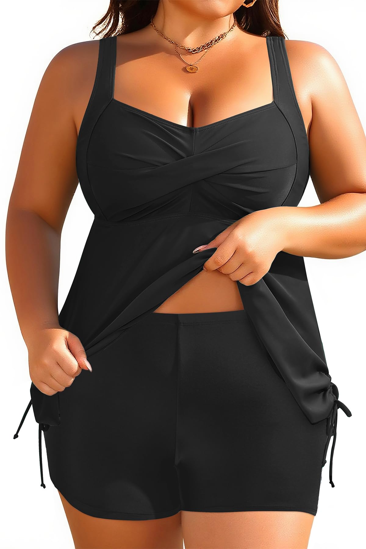 Aqua Eve Women Plus Size Tankini Swimsuit Two Piece Flowy Swimdress ...