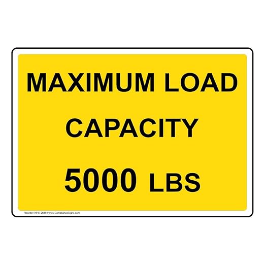 Maximum Load Capacity 5000 Lbs Label Decal, 5x3.5 in. 4-Pack Vinyl for ...