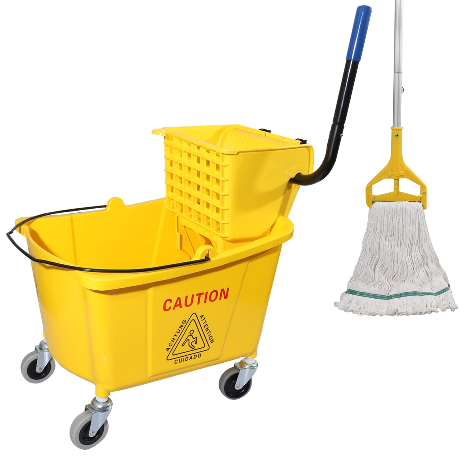 Midoneat Commercial Mop Bucket with Side Press Wringer on Wheels, 35Qt ...