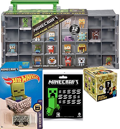 Buy MineCart Hot Wheels & Mini-Figure Collector Case with Minecraft ...