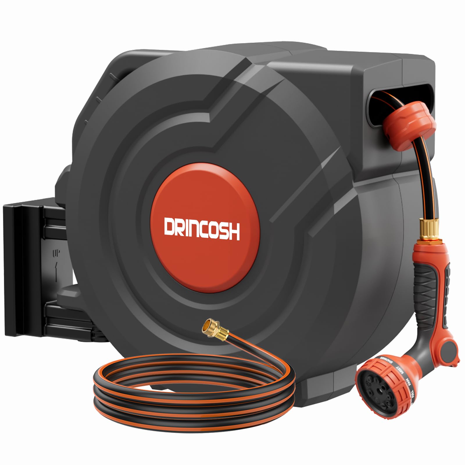 Upgraded Retractable Garden Hose 5/8 in x 90 ft Heavy Duty Wall-Mounted ...