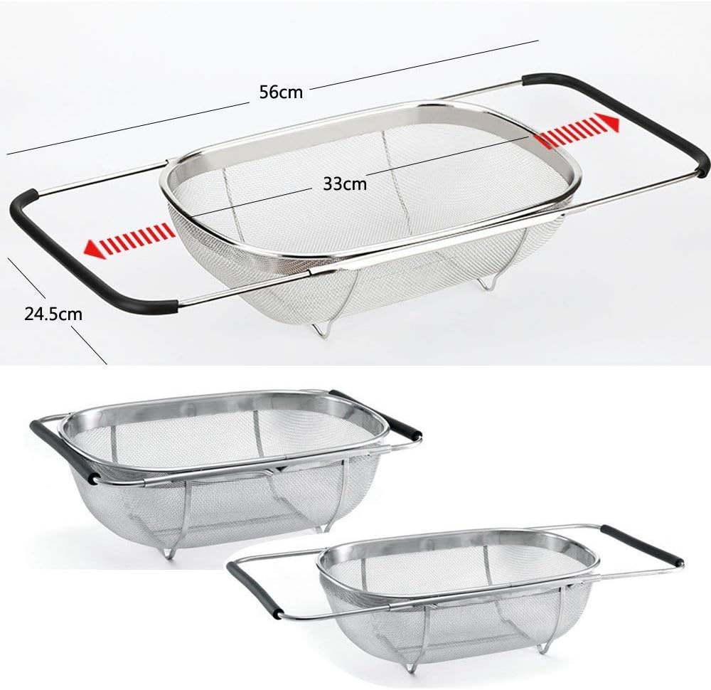 Stainless Steel Over Sink Expanding Sink Strainer/Colander: Amazon.co ...