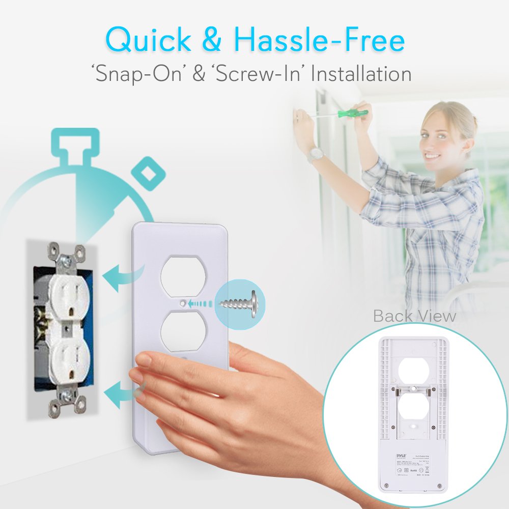 Wall Mount Power Outlet Plate - White Smart Electrical Socket Cover w ...