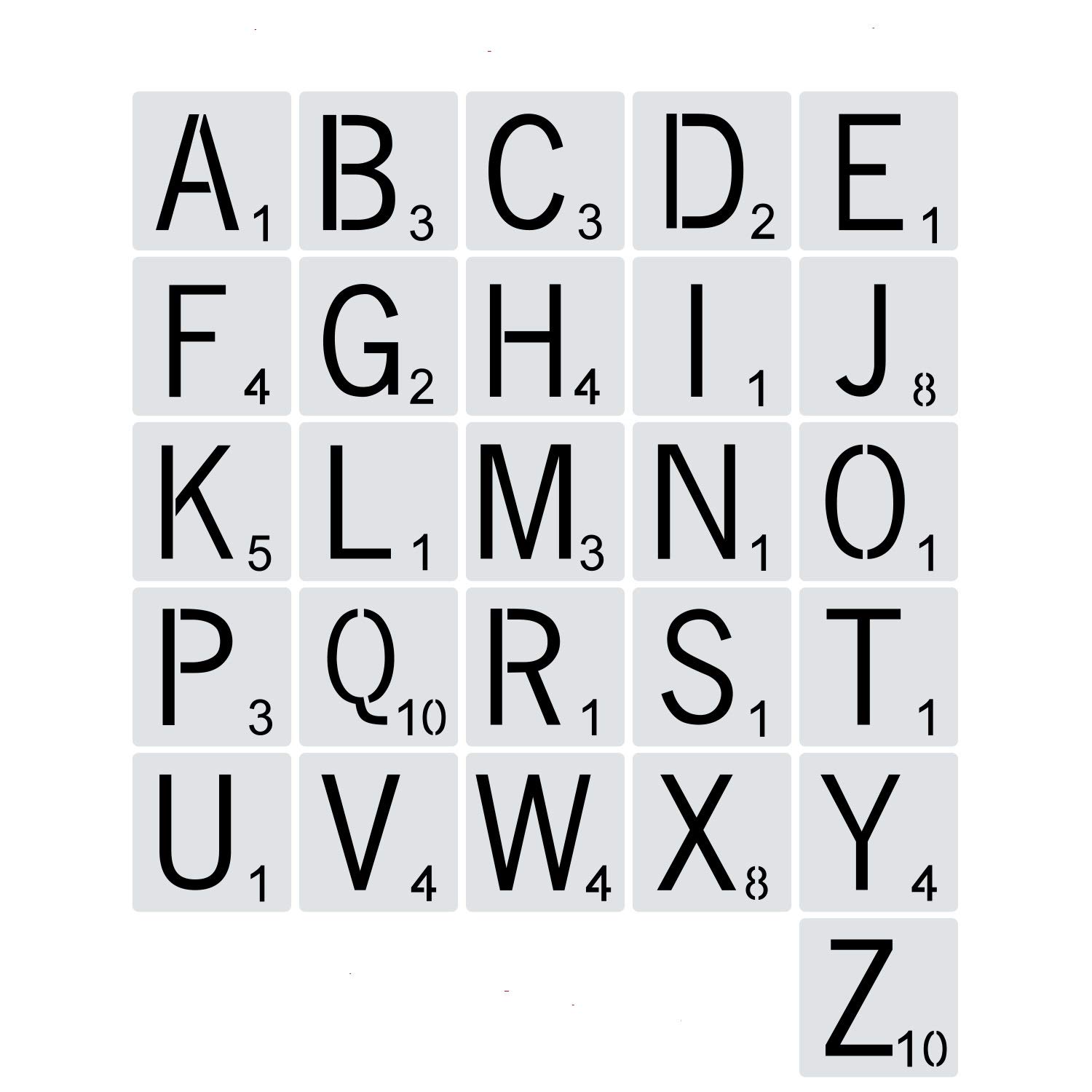 26 Pack 5x5 inch Scrabble Tile Stencil Letters Alphabet Stencils ...