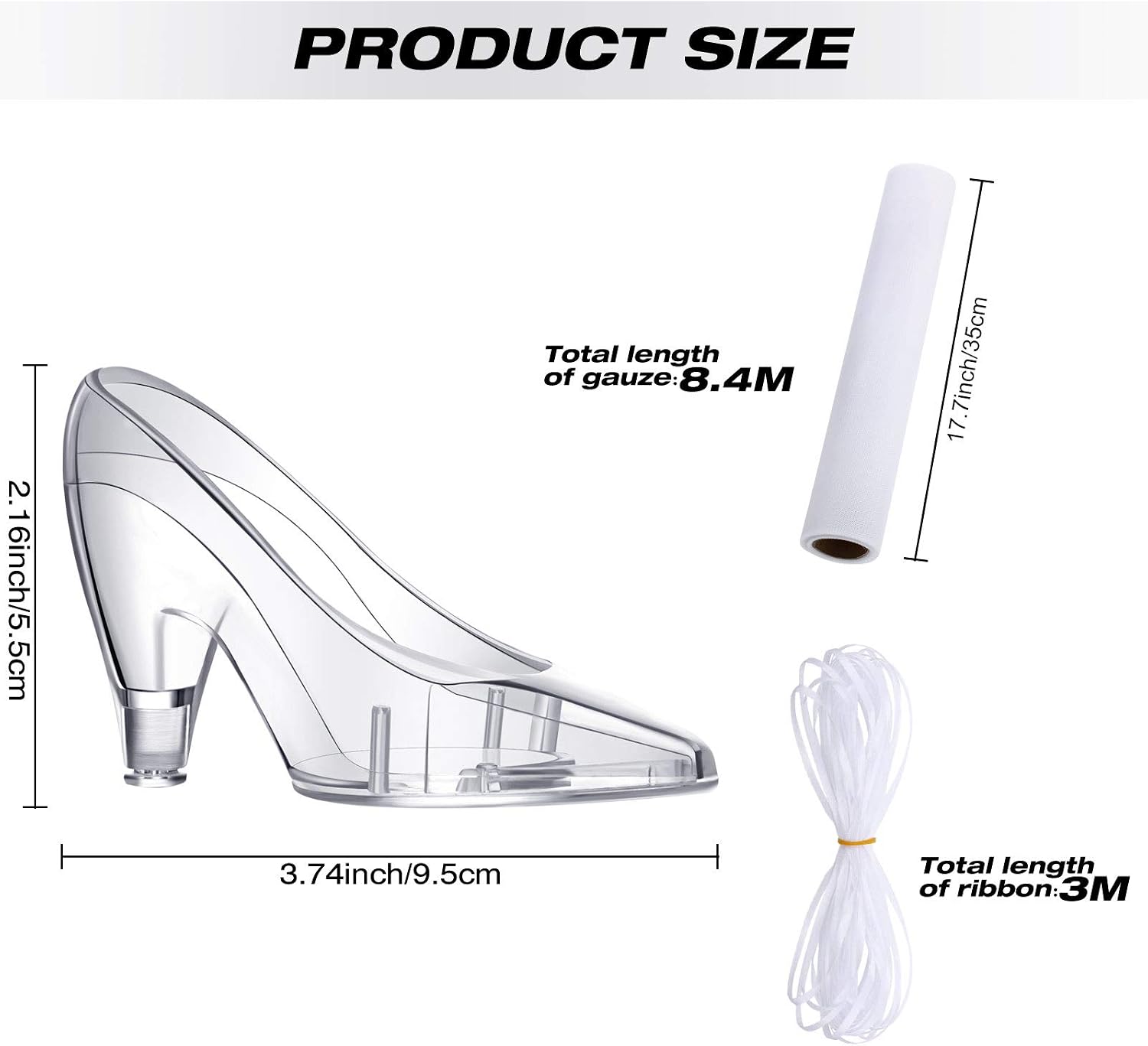24 Pieces Mini Clear Princess Slippers Plastic High Heels Decoration ...
