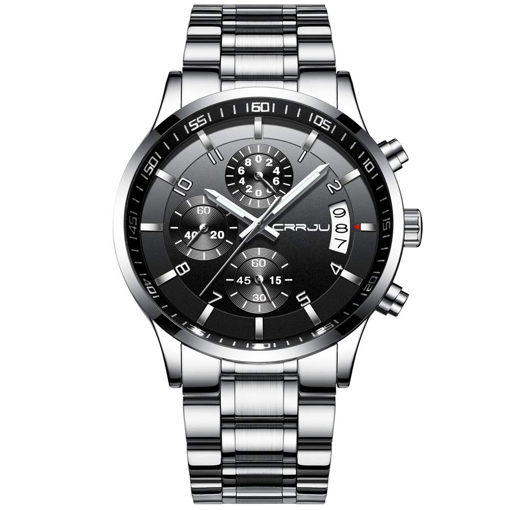 CRRJU Men's Stylish Casual Business Watches Waterproof Stainless Steel ...