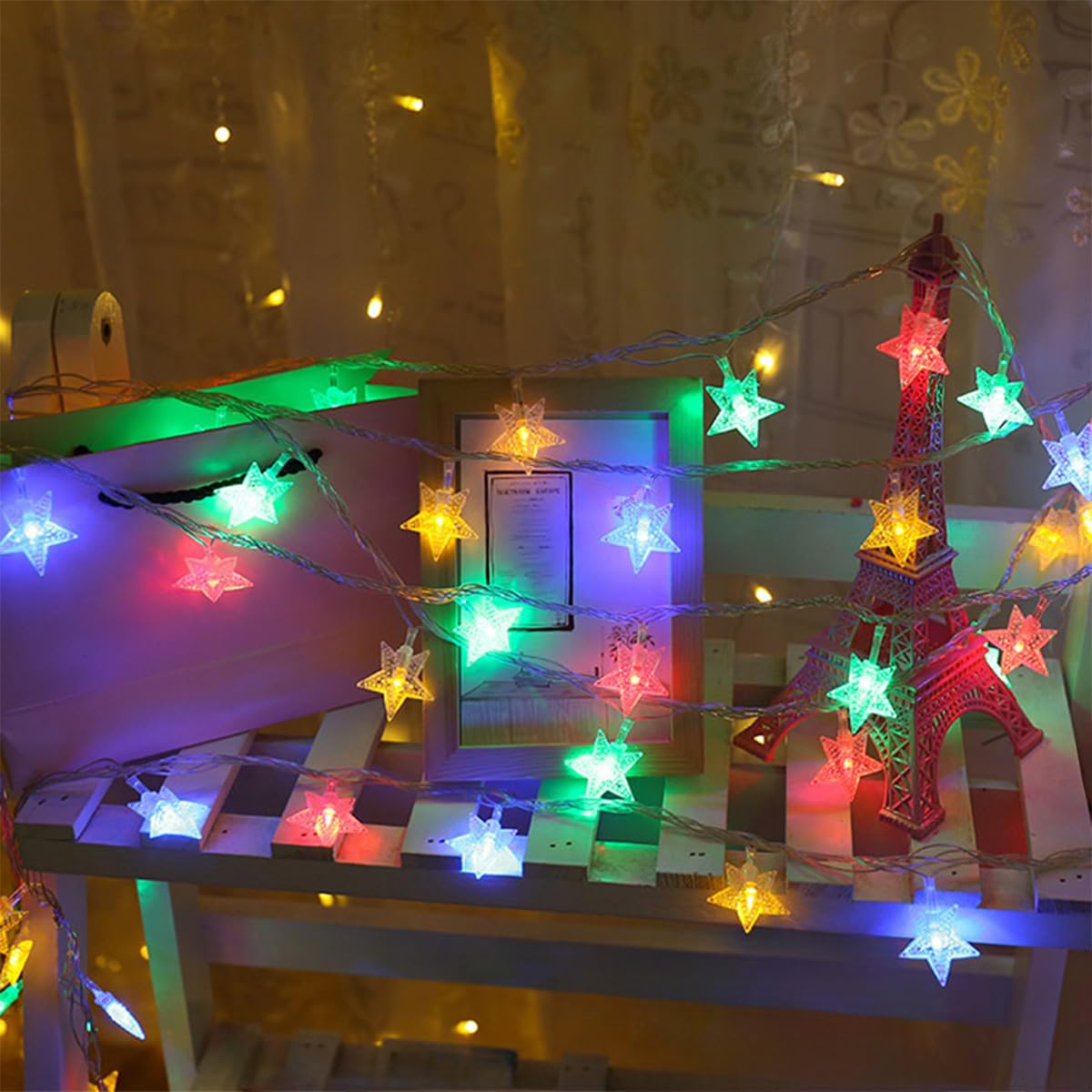 Pemoupnd Star String Lights, Fairy Lights Bedroom Decor Lights for ...