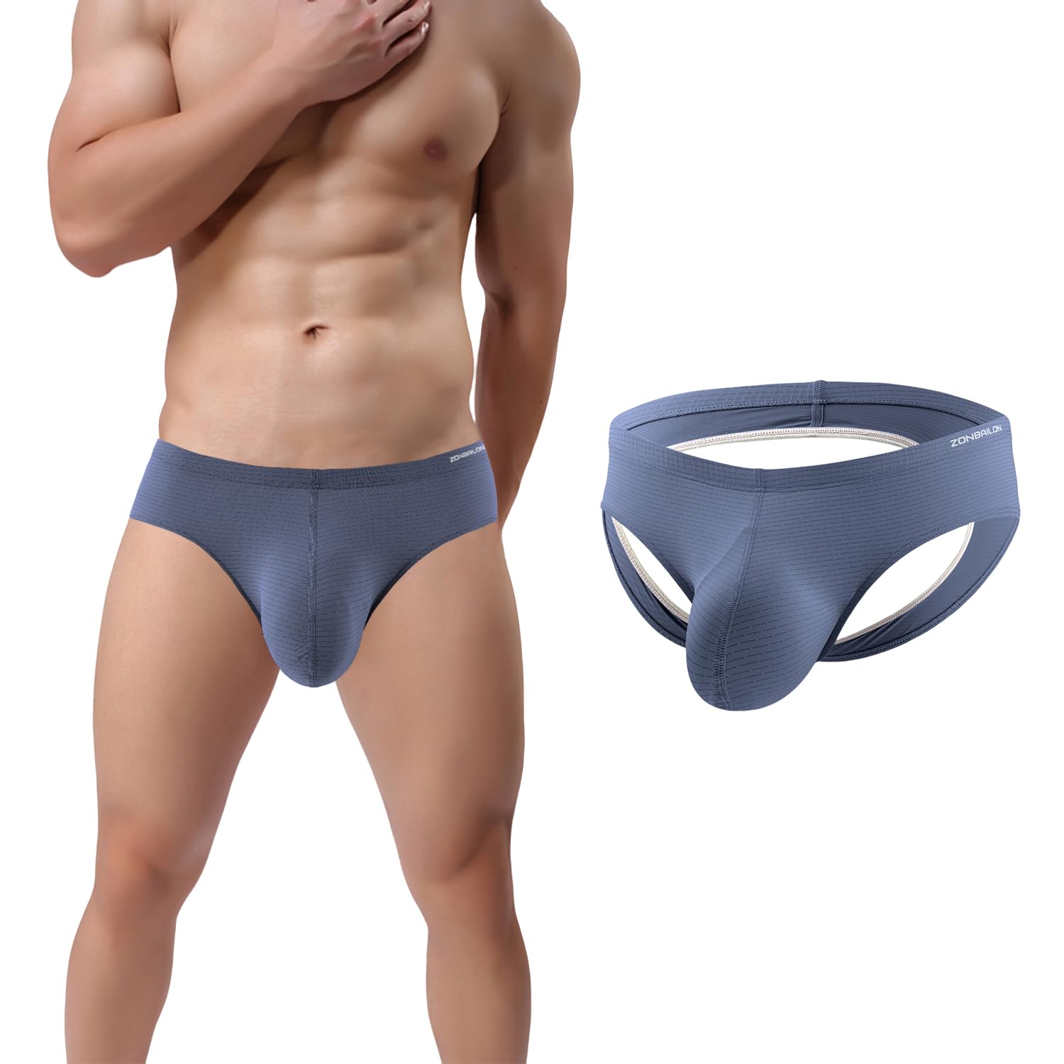 ZONBAILON Mens Bulge Enhancing Jockstrap Briefs Athletic Supporter Big Ball Pouch Backless ...