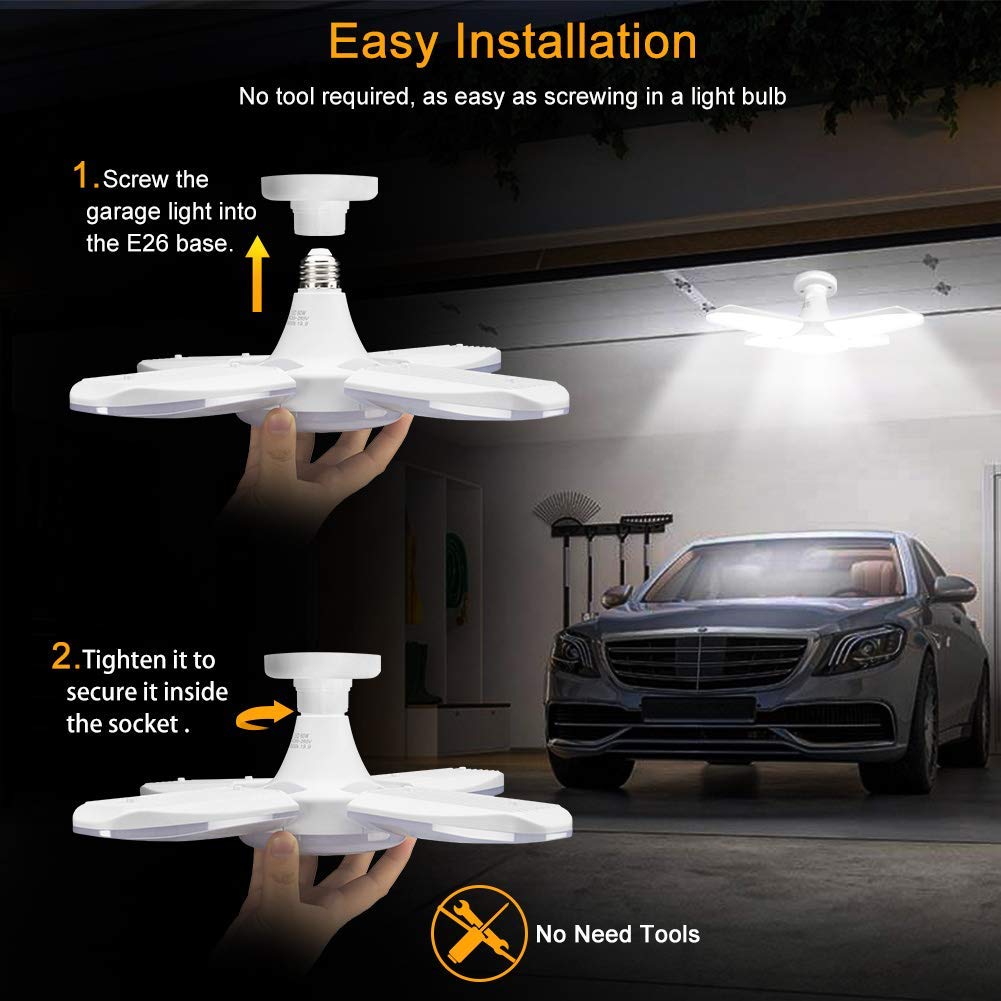 (4 Pack) LED Garage Lights, 60W Trilights Ceiling, High Low Bay ...