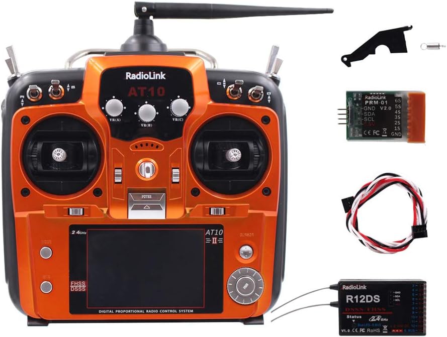 AKDSteel Radiolink AT10II 12CH RC Transmitter and Receiver R12DS 2.4GHz ...