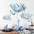 Amazon.com: Runtoo Large Blue Flower Wall Decals Poppy Floral Wall Art ...