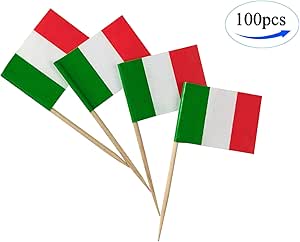 Amazon.com | Italy Flag Italian Flags, 100 Pcs Cupcake Toppers Flag ...