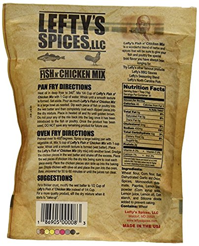 Leftys Spices Fish N Chicken Mix for Oven, Pan or Deep Fry 16oz Bag ...