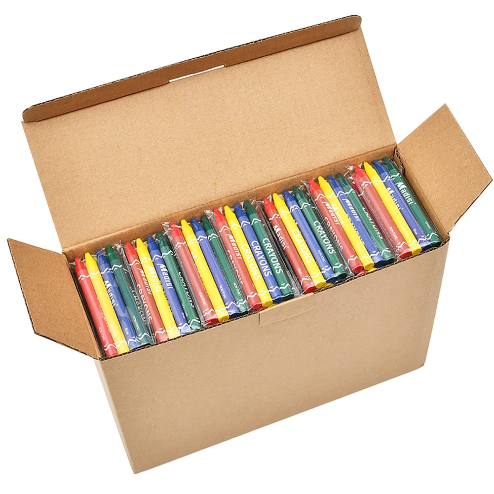 Madisi Crayons Bulk Pack, Regular Size, 4 Colors, 150 Packs, 600 Count ...