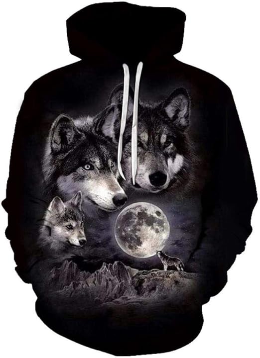 Galaxy Space 3D Felpa con Cappuccio Lupo Luminoso Stampa Felpe con Cappuccio Felpe Uomo Donna ...