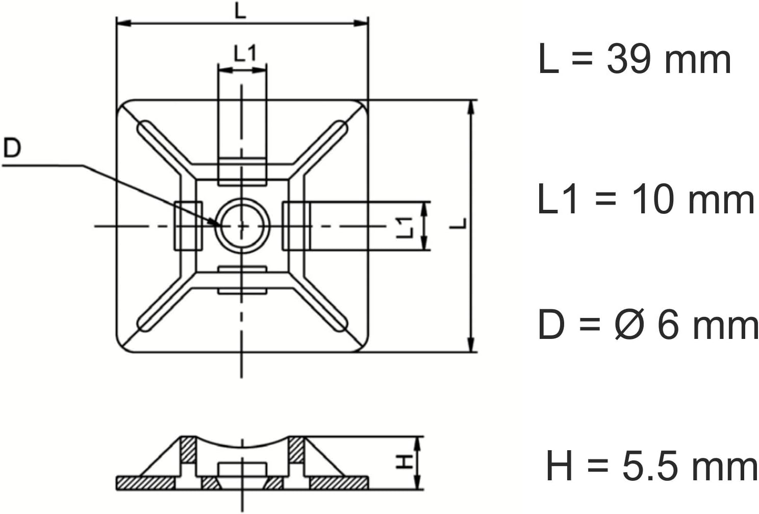 intervisio Cable Tie Mounts, Dimensions 40mm x 40 mm, Self Adhesive ...