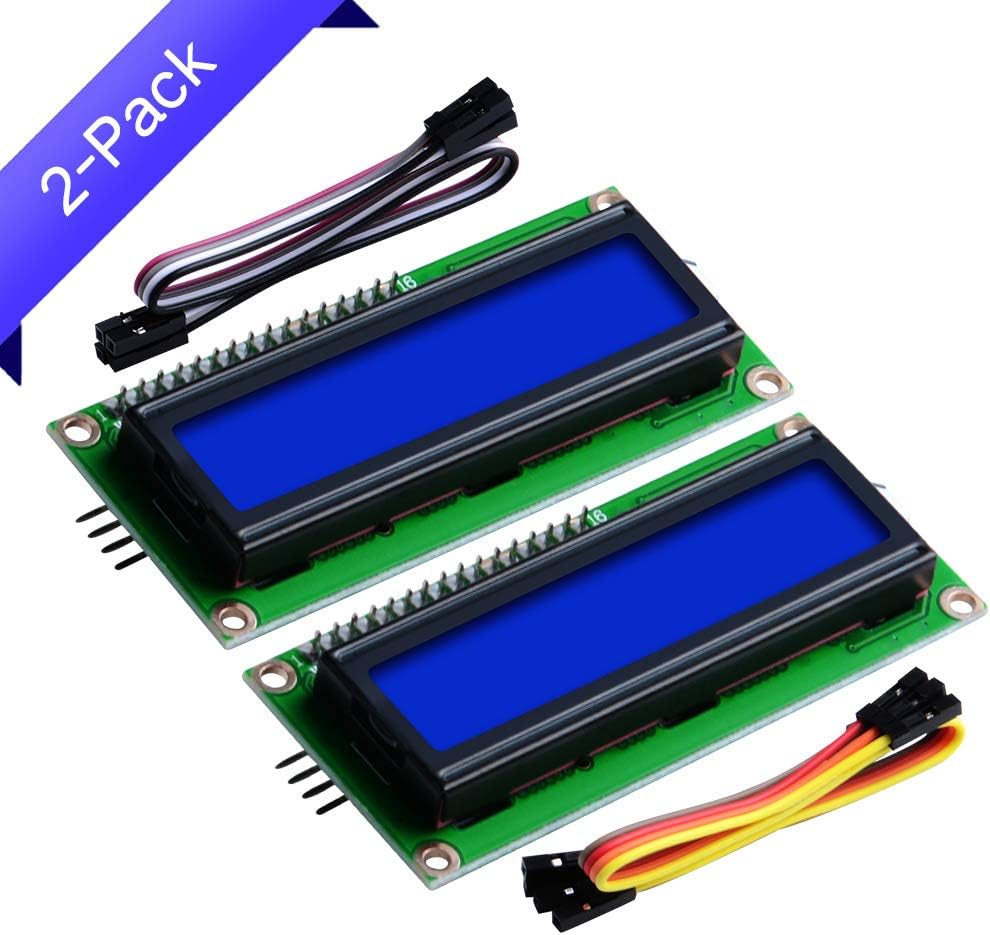 GeeekPi 2-Pack I2C 1602 Modulo display LCD 16X2 carattere seriale blu ...