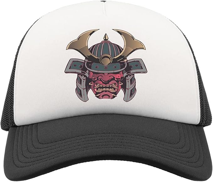 Samurai Oni Helmet Japanese Demon Half Mesh Trucker Cap Baseball Hat ...
