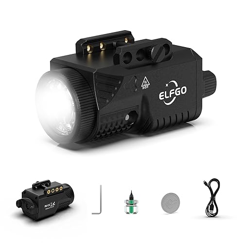 Pistol Light Rechargeable, Picatinny Flashlight 1200 Lumens LED Strobe ...