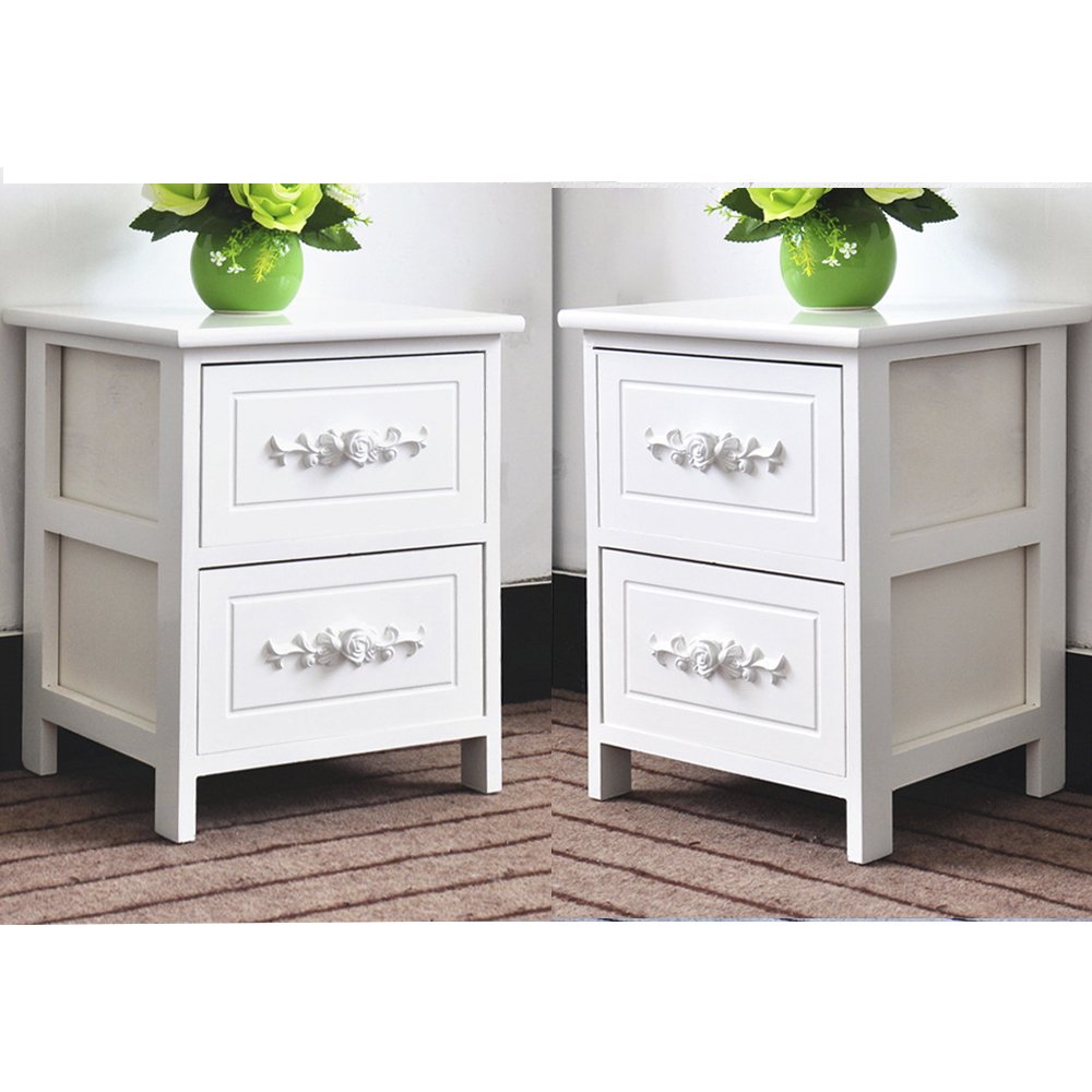 Camera da letto 2 cassetti Conemi Set di 2 comodini Bianchi per Camera ...