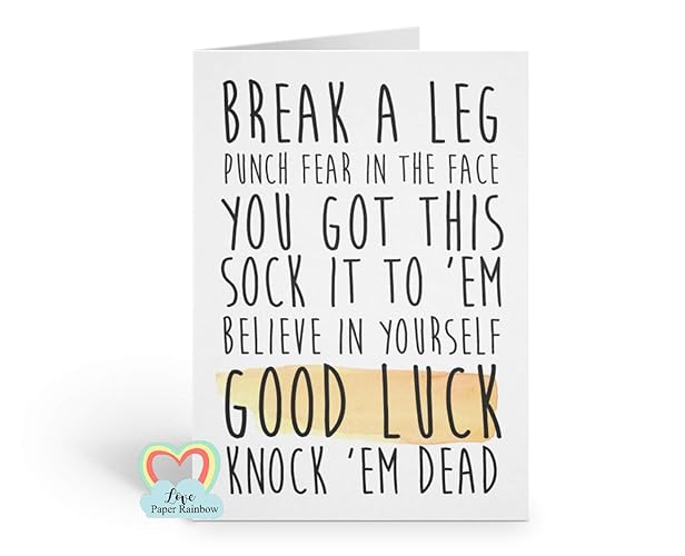 good luck card Greeting Cards Break a leg Paper Paper & Party Supplies ...