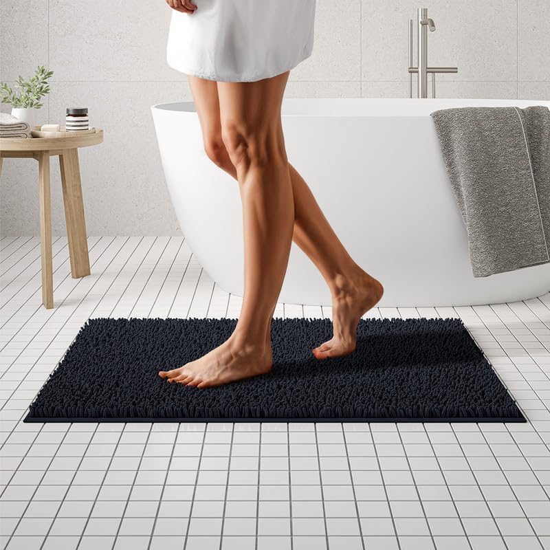 MAYSHINE Plush Shaggy Chenille Bath Mat | Extra Soft, Super Absorbent ...