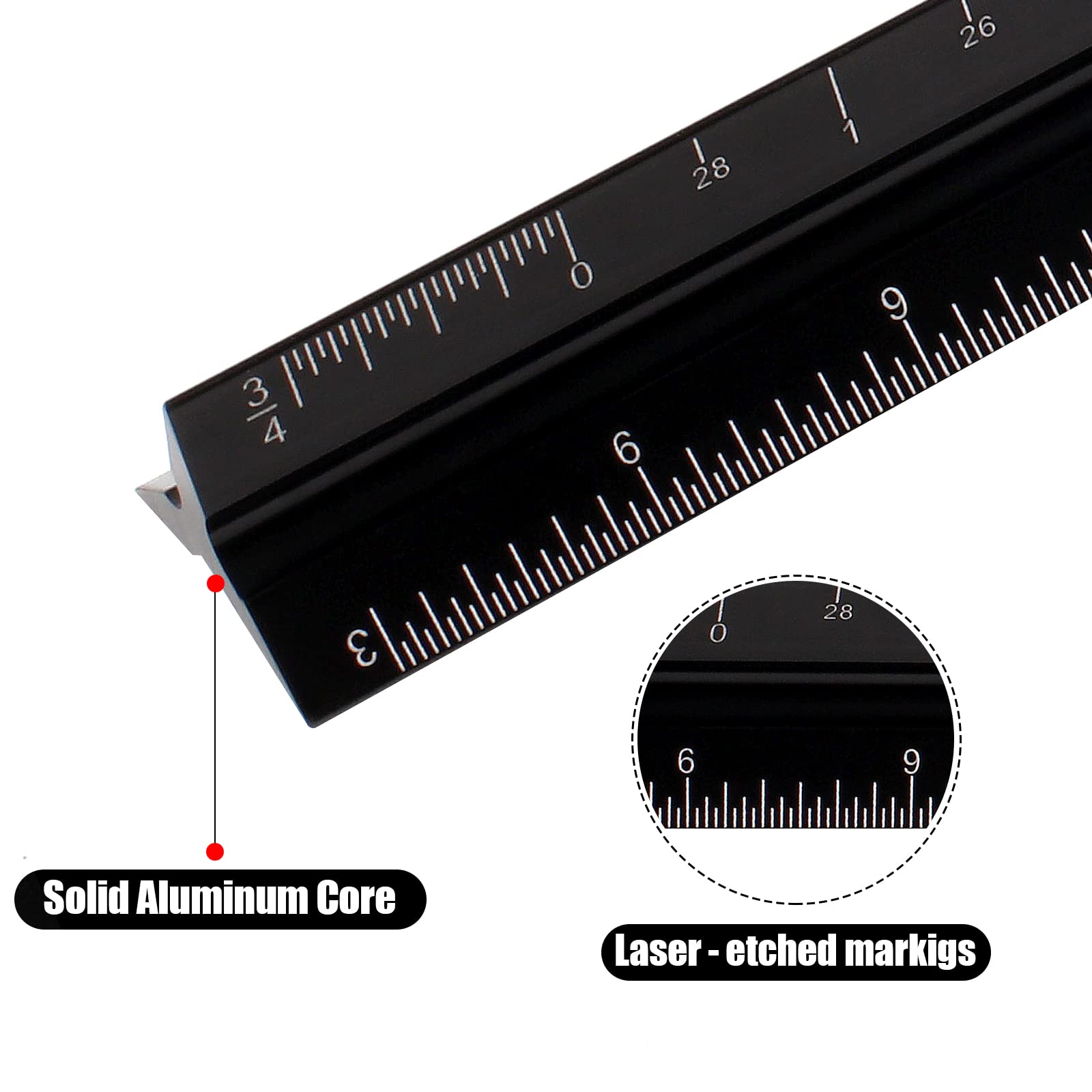 Mua 12" Architectural Scale Ruler, Aluminum Scale, Triangular Ruler ...