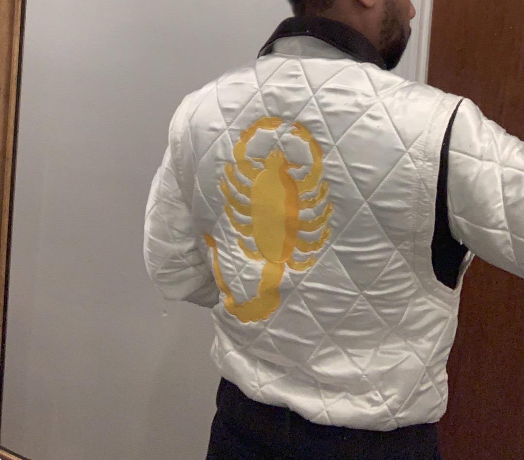 $14/mo - Finance LP-FACON Mens Scorpio Logo Quilted Satin Bomber Jacket ...