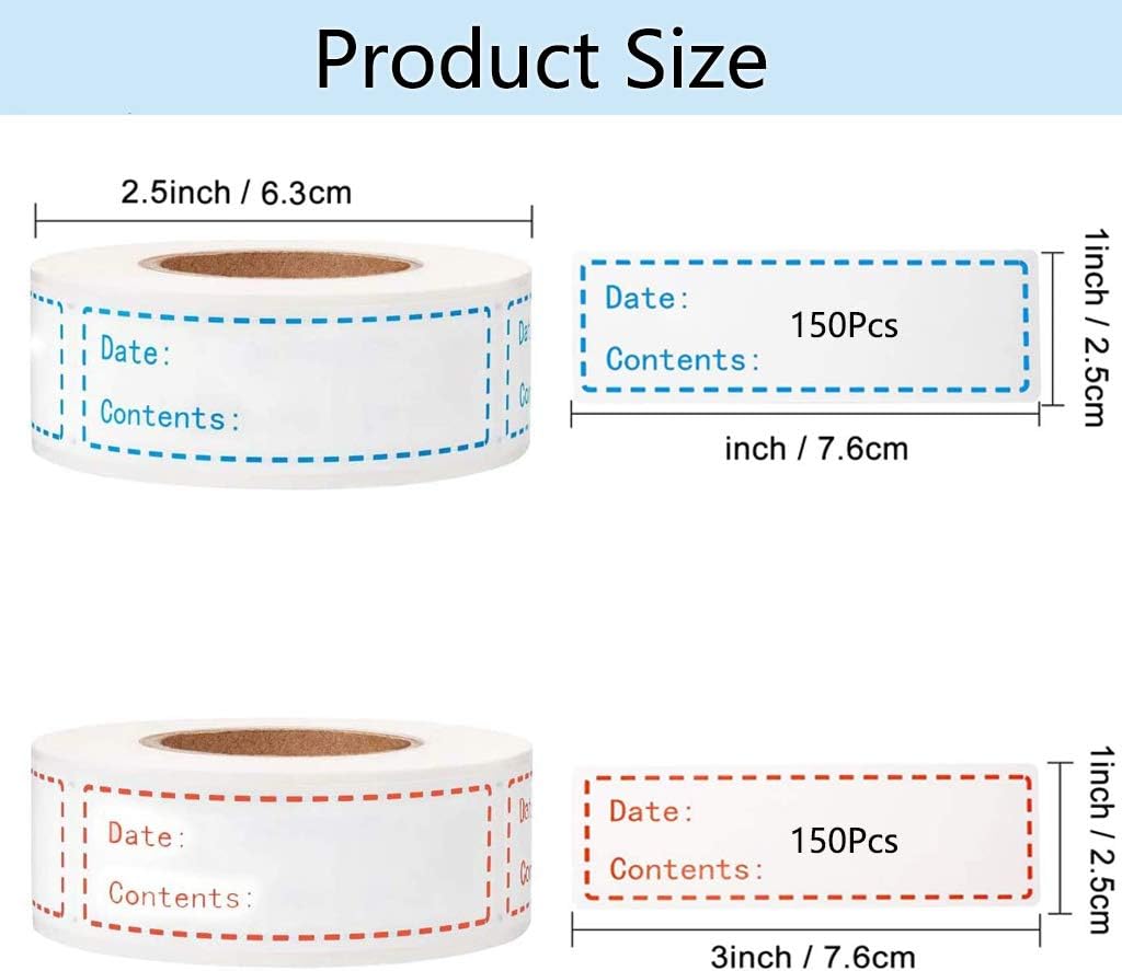 4 Roll Freezer Food Labels, 600 Pcs Self-Adhesive Date Label Food ...