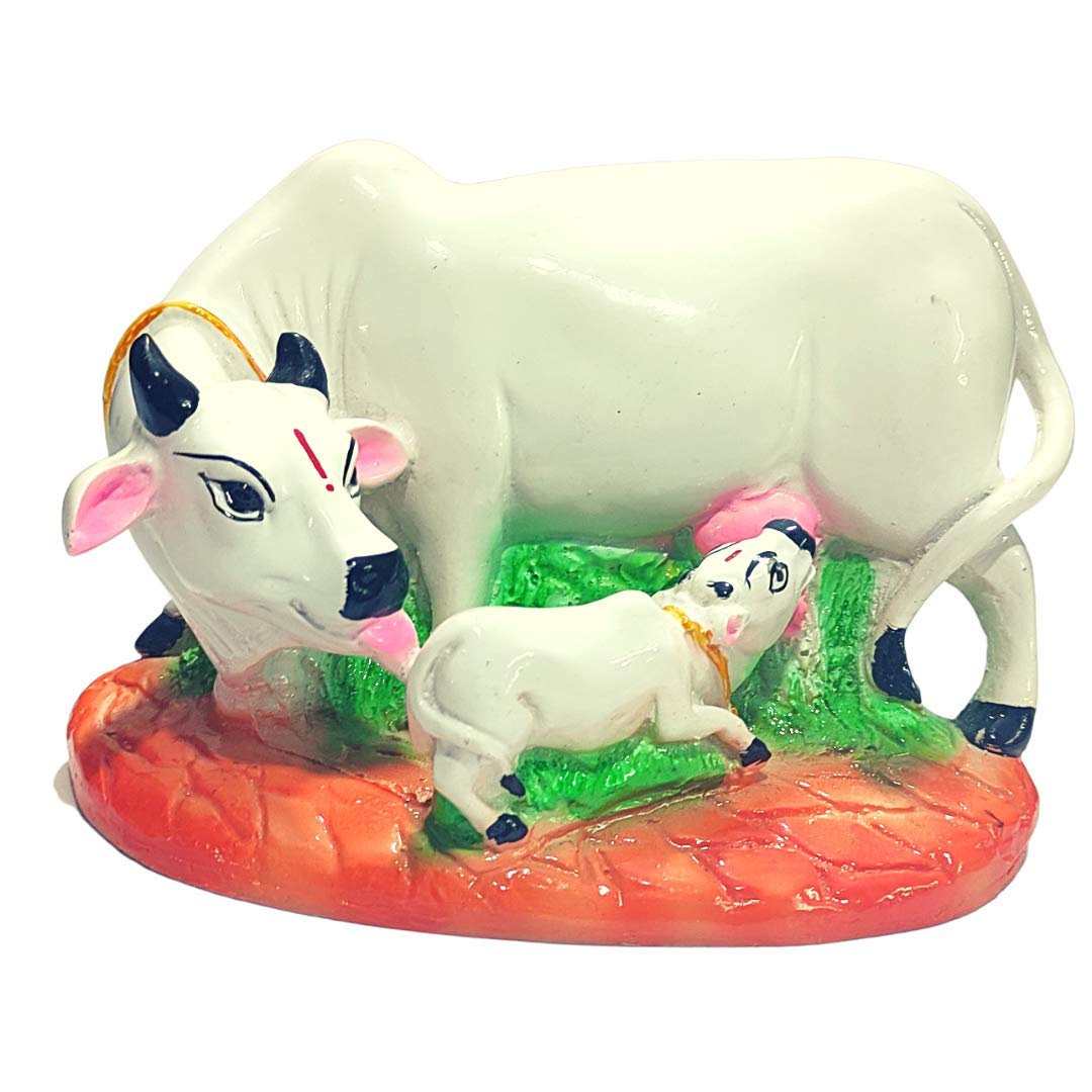 Buy Craftghar Handicraft Polyresin Cow with Calf Statue Showpiece for ...