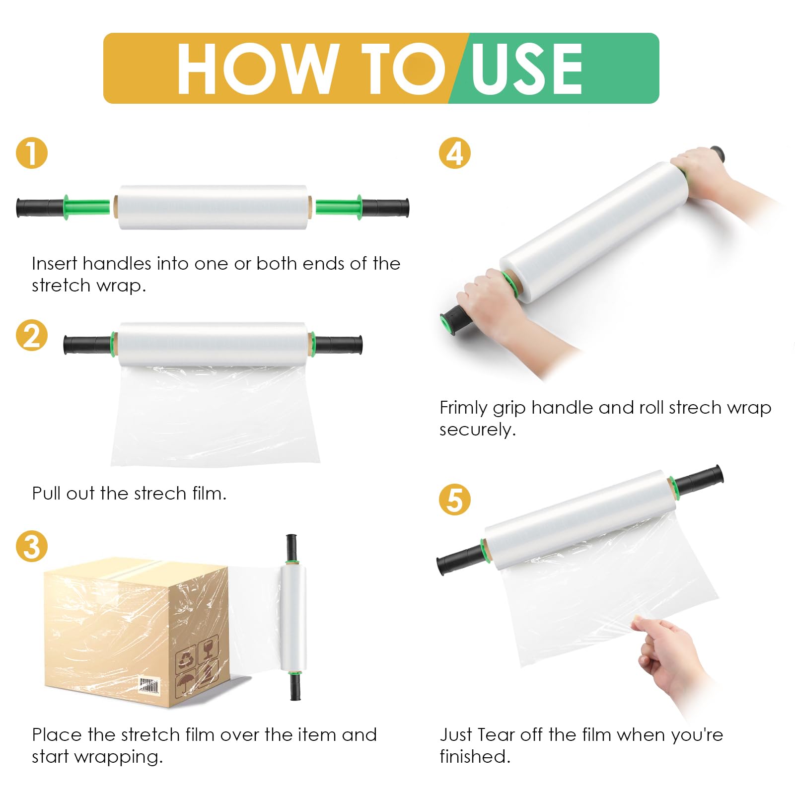 Mua CreGear Stretch Wrap with Handles, 15 Inch x 1000 Feet Shrink Wrap ...