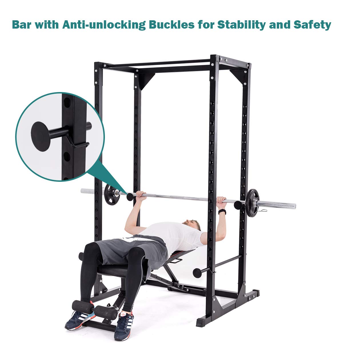 Goplus Power Rack Heavy Duty Adjustable Power Cage Multi-Function ...