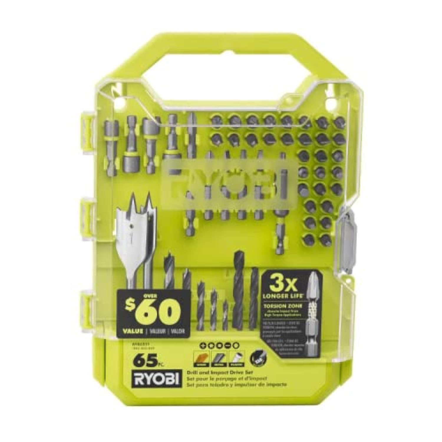 RYOBI Screwdriver Drill and Impact Drive Bit set (65-Piece) Drive Bits ...