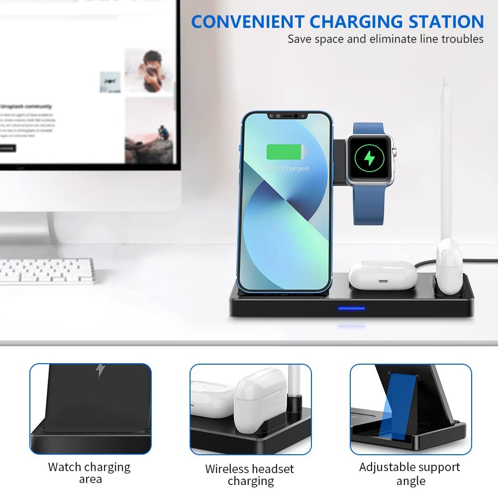 WAITIEE Wireless Charger 5 in 1,Wireless Charging Station for iWatch SE ...