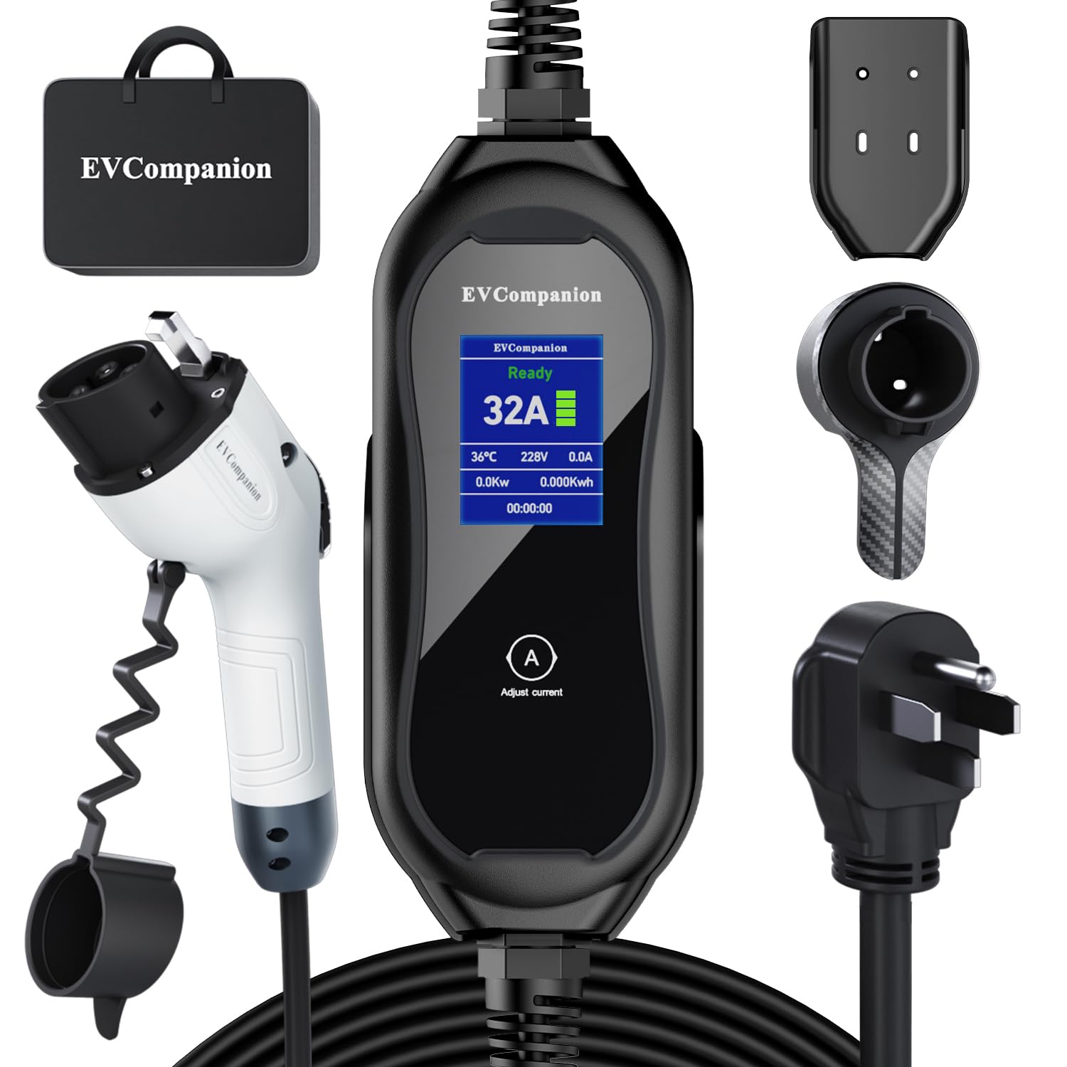 EVCompanion Level 2 EV Charger (32Amp, 240V, NEMA 14-50P),Portable ...