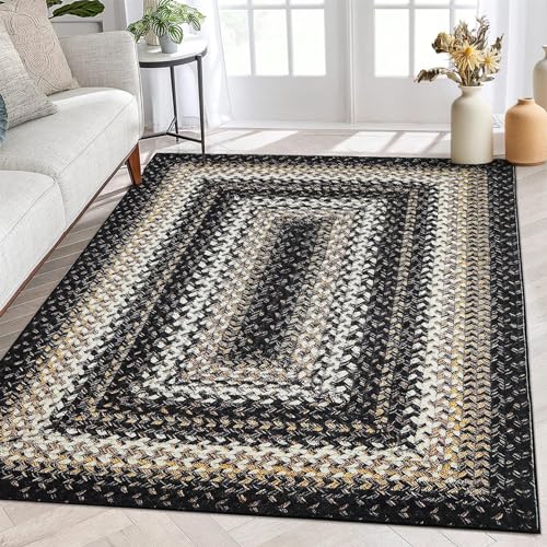 ROYHOME Geometric Area Rug 3x5 Machine Washable Rug Boho Rug Braided ...