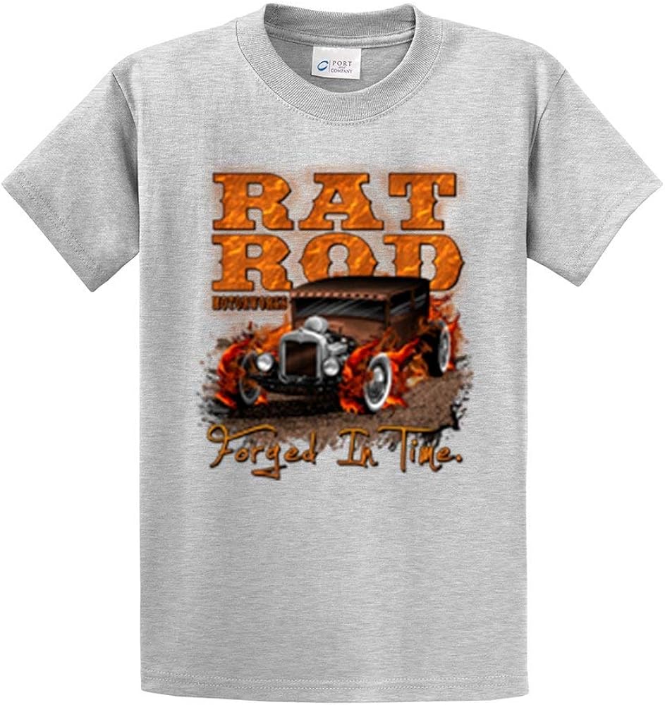 Rat Rod Tee Shirt Rat Rod with Flames Forged in Time Hotrod Racing ...