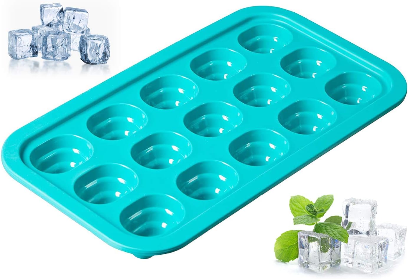 Levivo silicone ice cube mould for 15 ice cubes, with innovative pop-up ...
