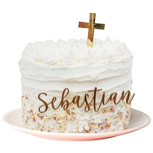 Baptism Cake Name Plate | Personalized Easter Cross Cake Toppers ...