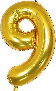 Amazon.com: Tellpet Gold Number 9 Balloon, 40 Inch: Toys & Games