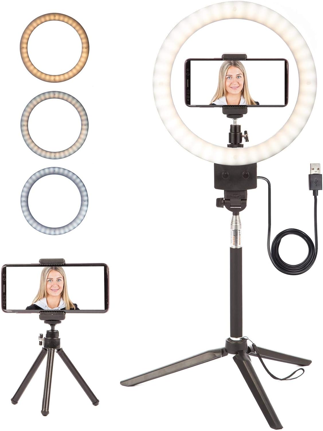 LED Ring Light 9″ Selfie Desktop Makeup Mini Ring Light Kit with Tripod ...