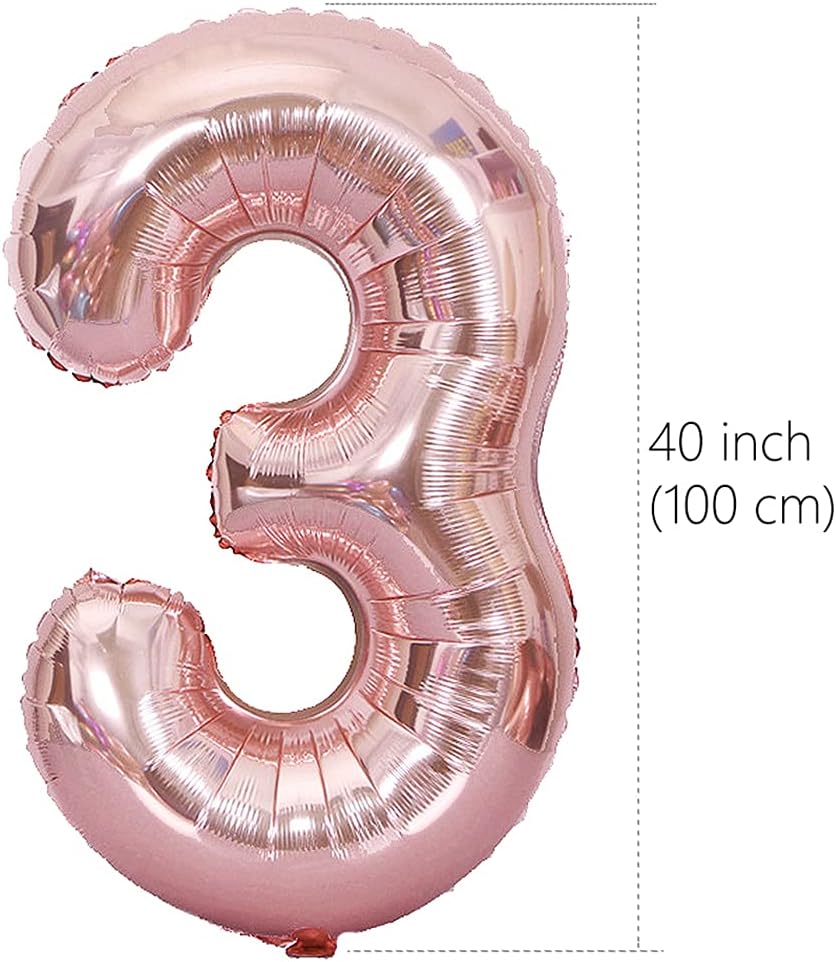 Aabellay Large Foil Mylar Balloons 40 Inch Rose Gold Number Balloons Giant Jumbo Birthday ...