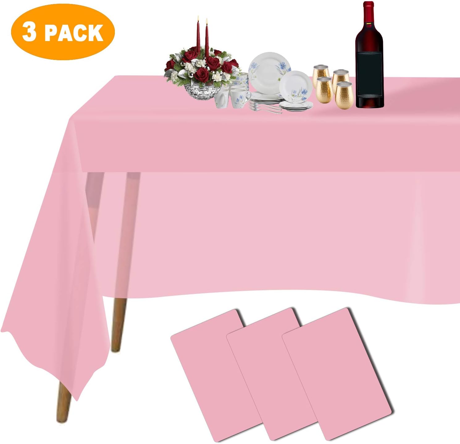 Amazon.com: Plastic Tablecloths for Rectangle Tables 3 Pack 54" x 108 ...
