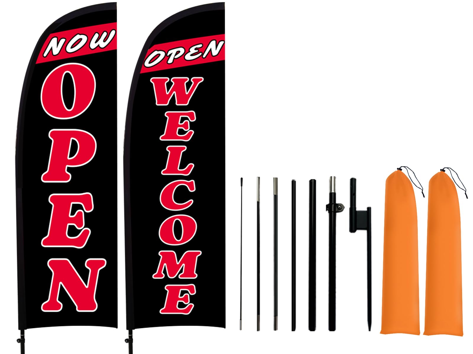 MESIXI 8.2 ft Now Open Flags Signs for Grand Opening Banner Advertising ...