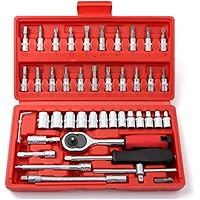 Amazon.com: YWHWLX 46 Pieces 1/4 in. Drive Ratchet Socket Wrench Set with Storage Case, Includes ...
