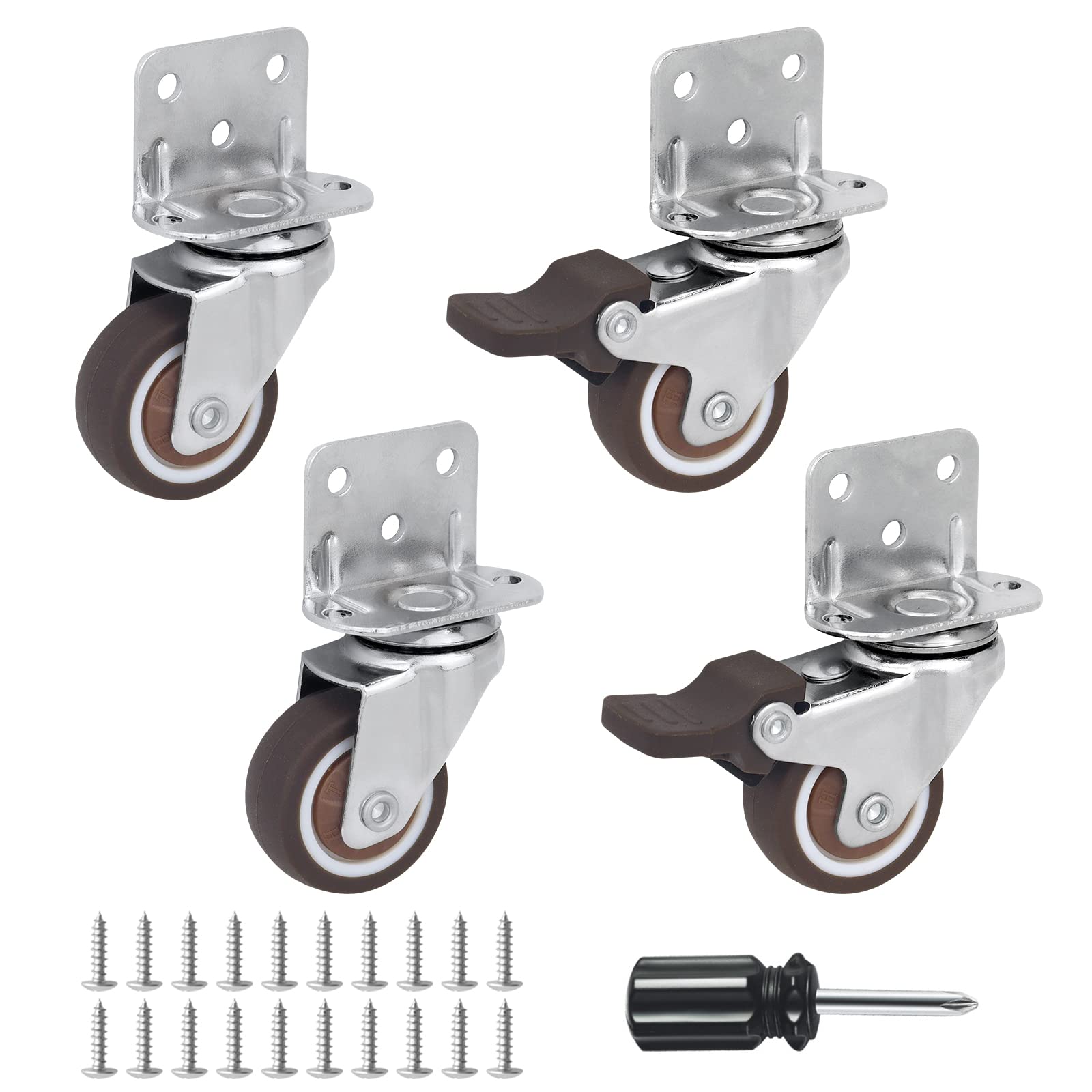 Mua Side Mount Casters Set of 4 with Brake,1.25inch L-Shape TPR Plate ...