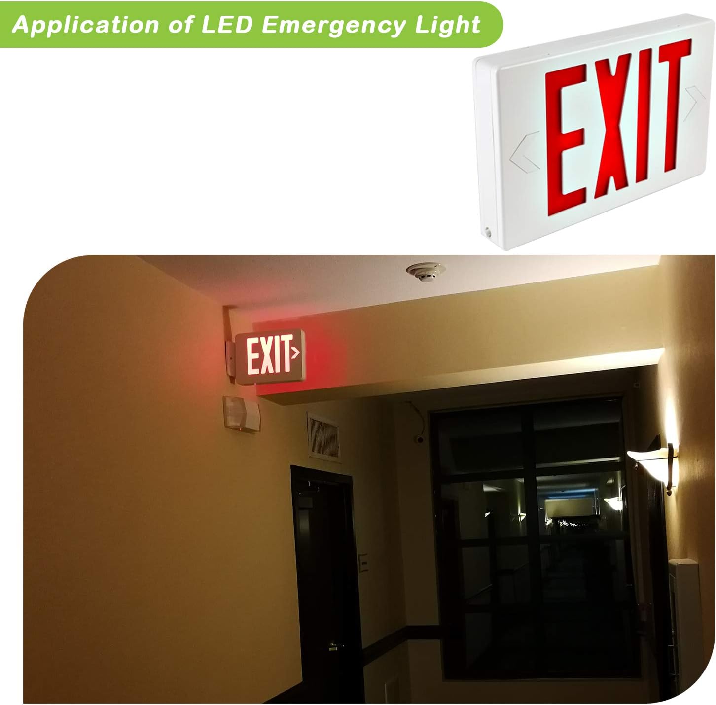 120V-277V Universal Mounting Double Face Red Letter Emergency exit ...